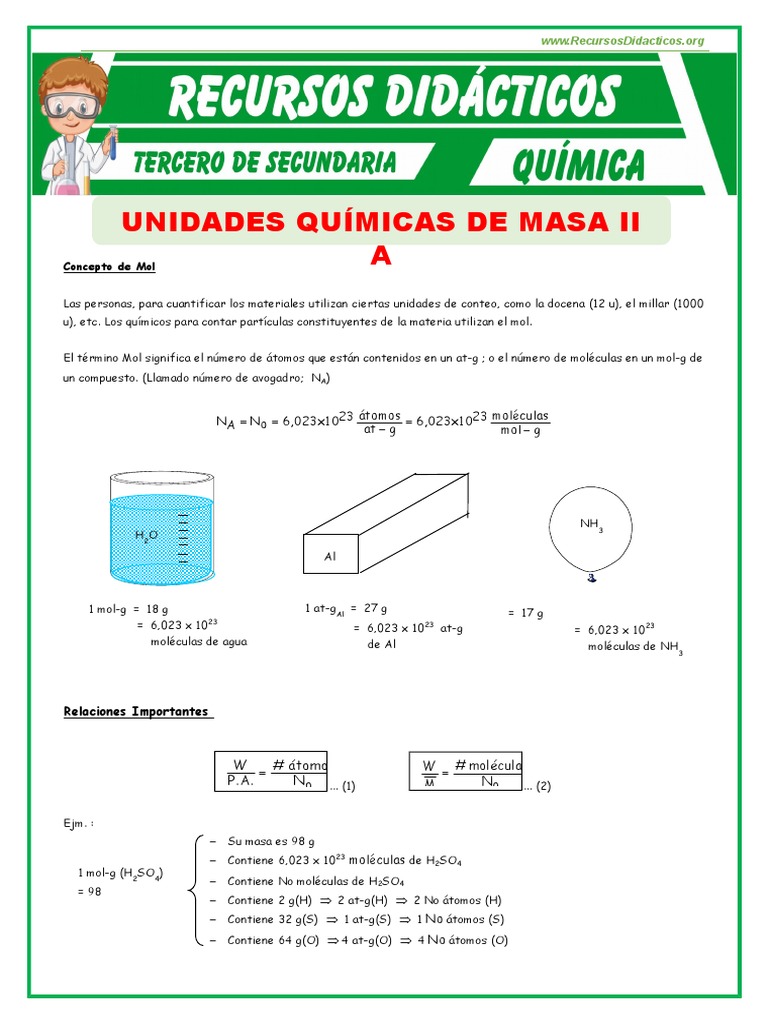 Definicion de Mol para Tercero de Secundaria | PDF | Mole (Unidad ...