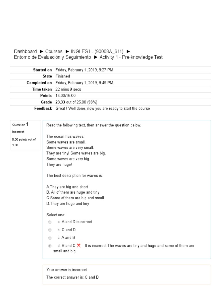 Activity 1 - Pre-Knowledge Test Ingles 1 PDF | PDF | Career & Growth