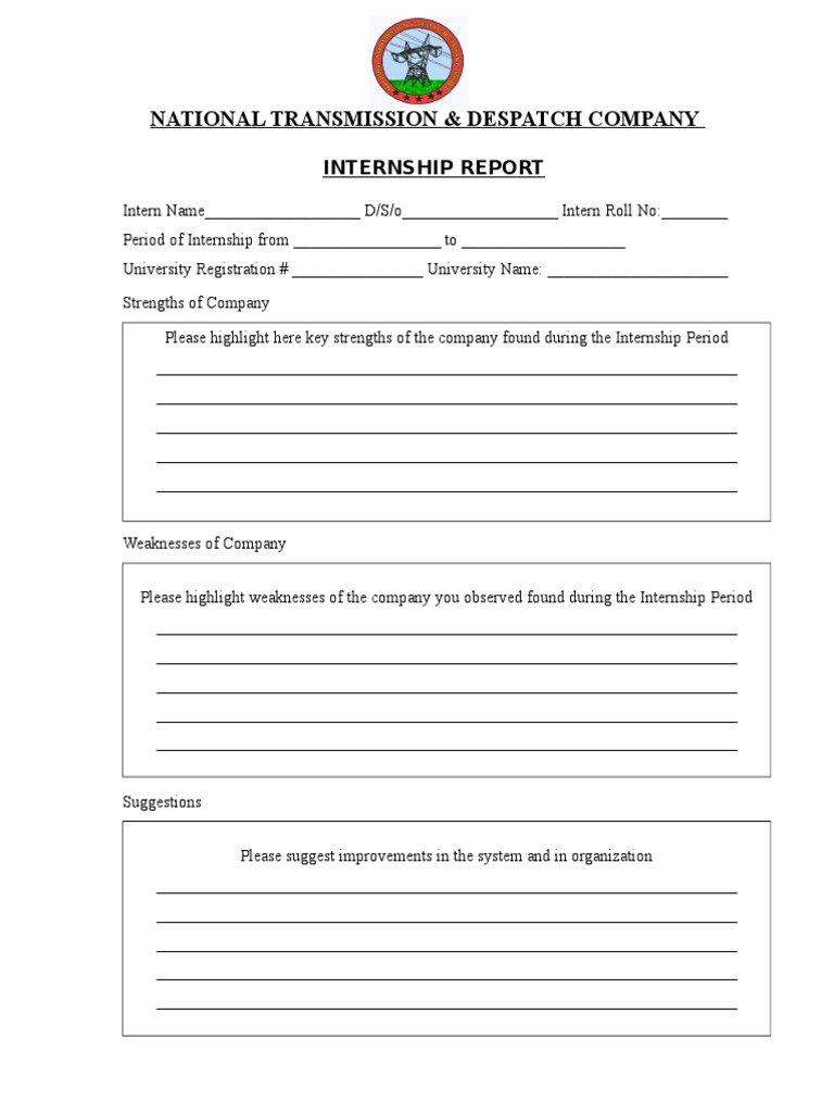 Internship Report Template | PDF