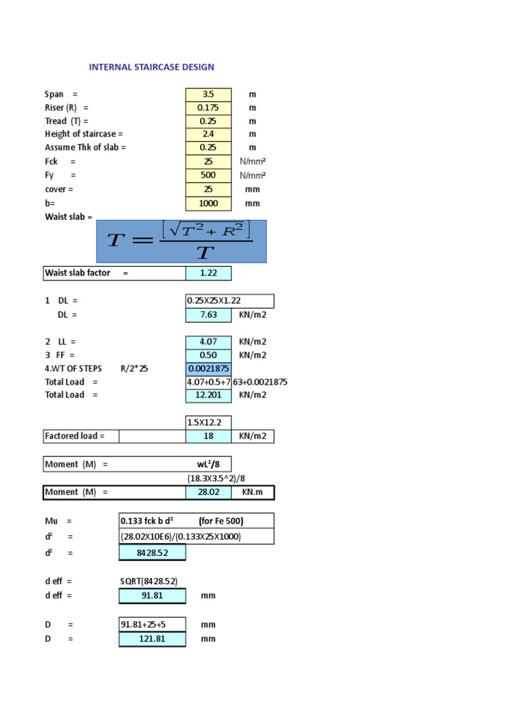 11.staircase Design Spreadsheet As Per IS 800 | PDF | Codes Of Conduct ...