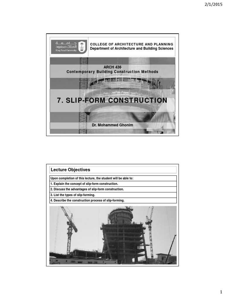 Slip-Form Construction: Department of Architecture and Building ...