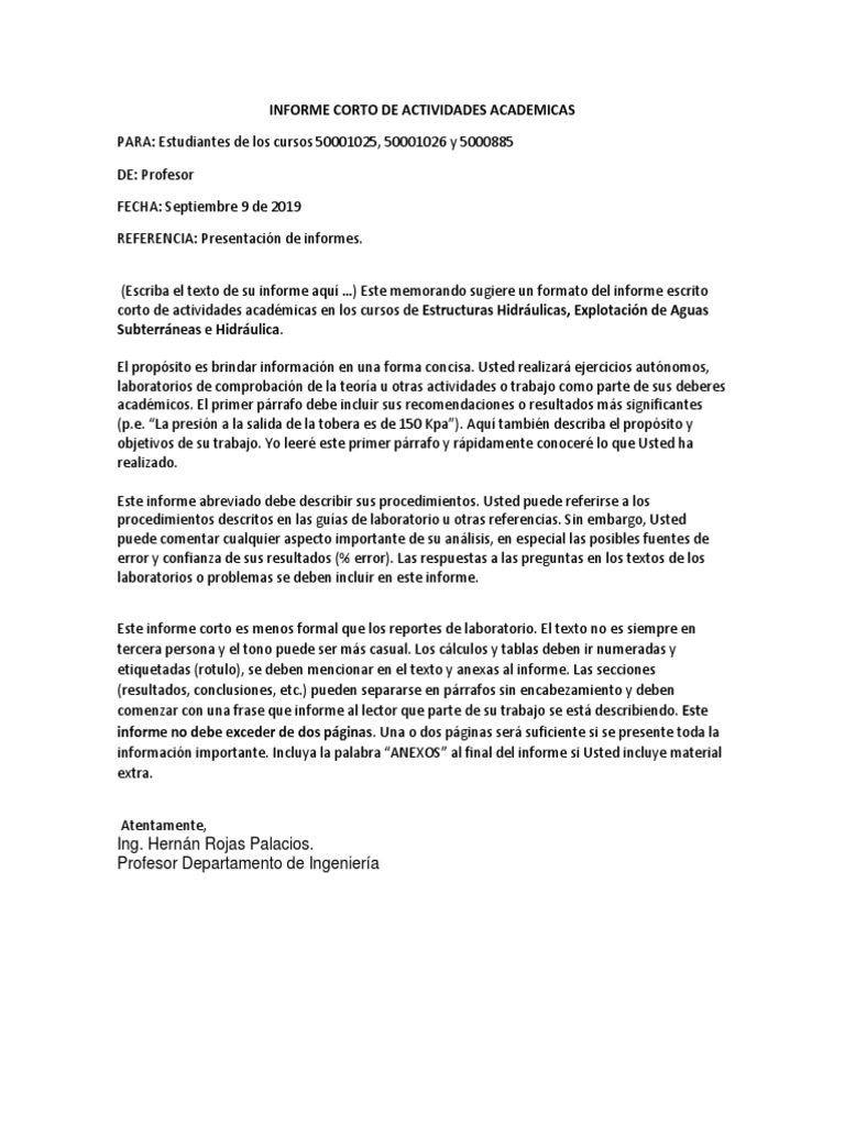 Formato Informe Académico Corto | PDF