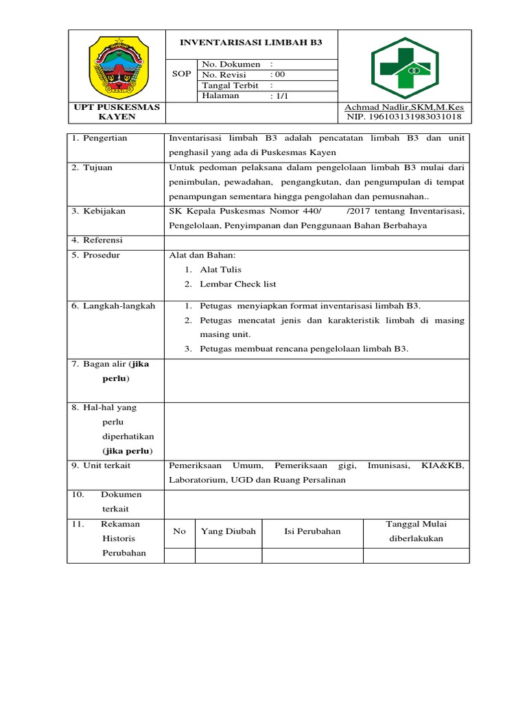 SOP Inventaris Limbah b3 | PDF
