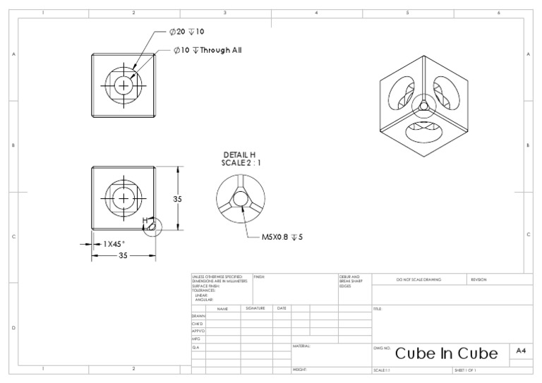 Detailed Engineering Drawing of a Nested Cube Structure | PDF ...
