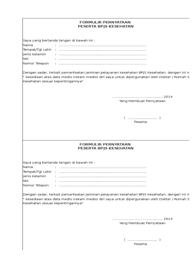 Form Klaim Jkn Bpjs Kesehatan Revisi 003 Pdf