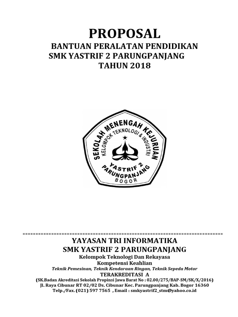 Proposal Bantuan Peralatan Pendidikan SMK | PDF