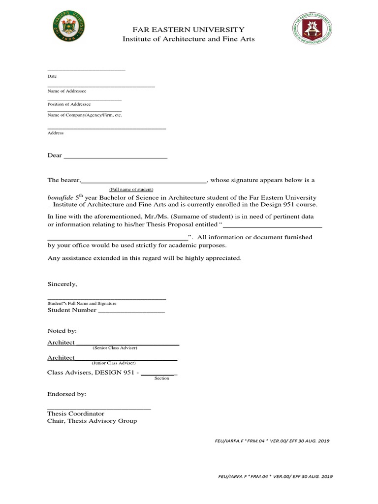 Feu - Iarfa.f Frm.04 Ver.00 Eff 30 Aug. 2019 Thesis Research Waiver | PDF