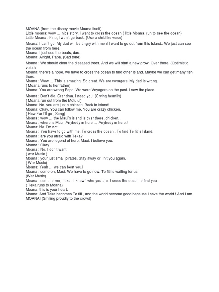 MOANA Script | PDF
