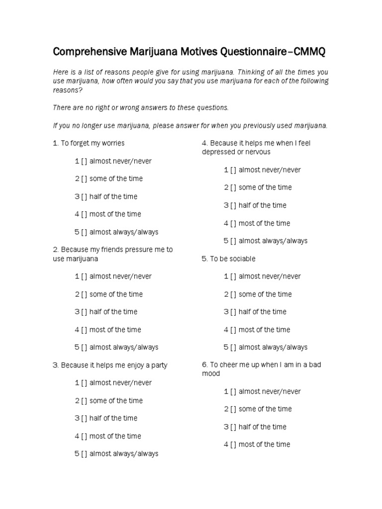 CMMQ - Questionnaire | PDF | Psychology | Psychological Concepts