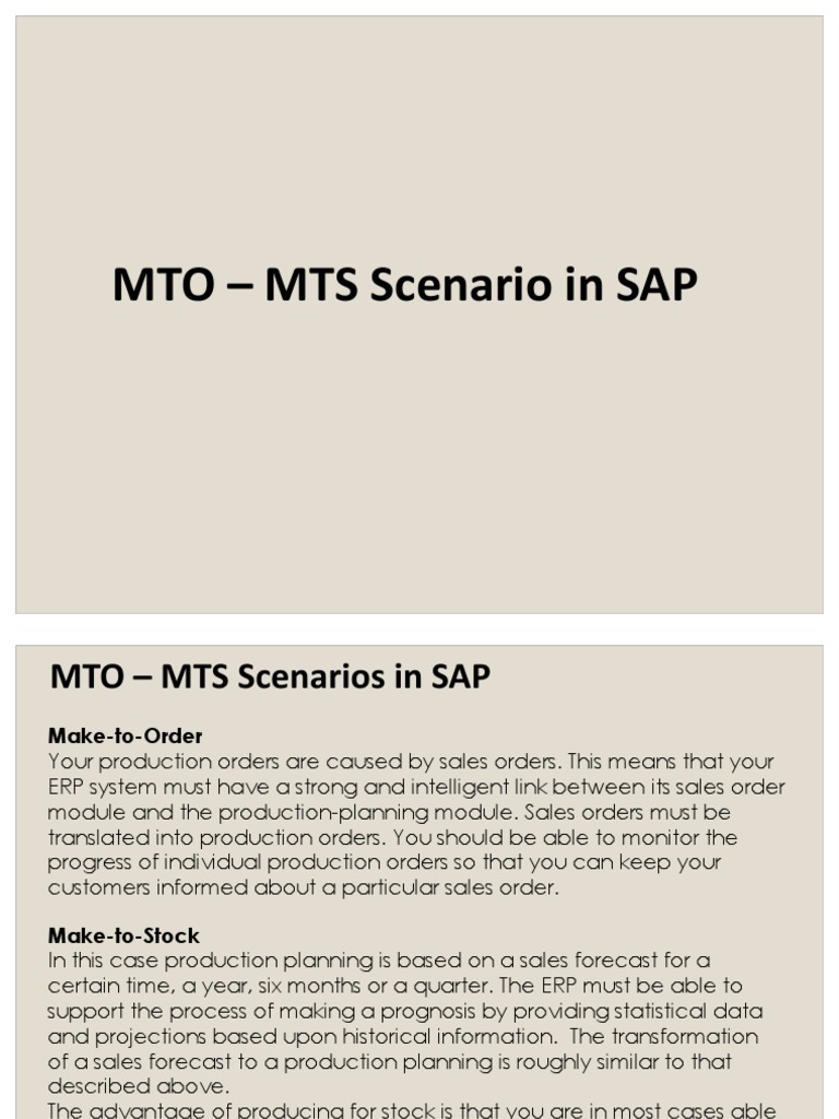 MTS & MTO Senarious | PDF | Enterprise Resource Planning | Supply Chain ...