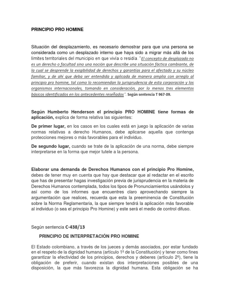 Principio Pro Homine | PDF | Derechos humanos | Derecho Constitucional