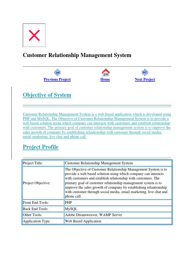 Customer Relationship Management System | PDF | Web Application | World ...