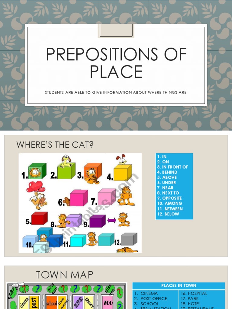 Prepositions of Place: Students Are Able To Give Information About ...