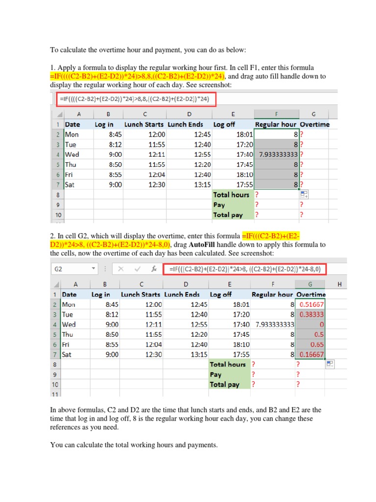 To Calculate The Overtime Hour and Payment | PDF | Working Time | Business