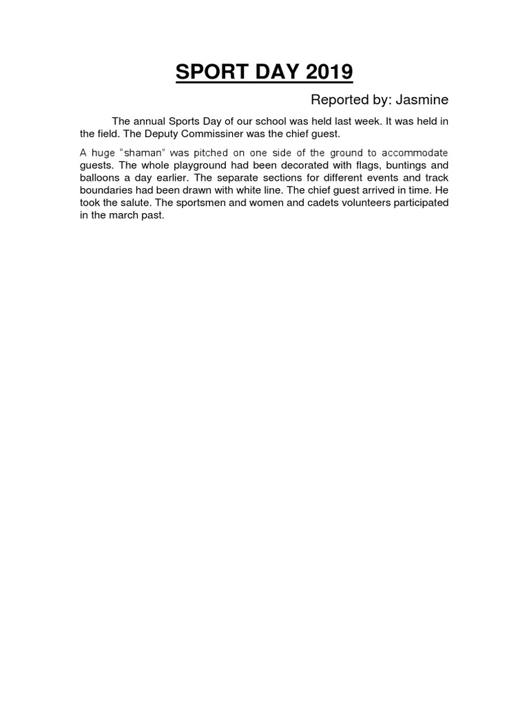 Sport Day 2019 | PDF