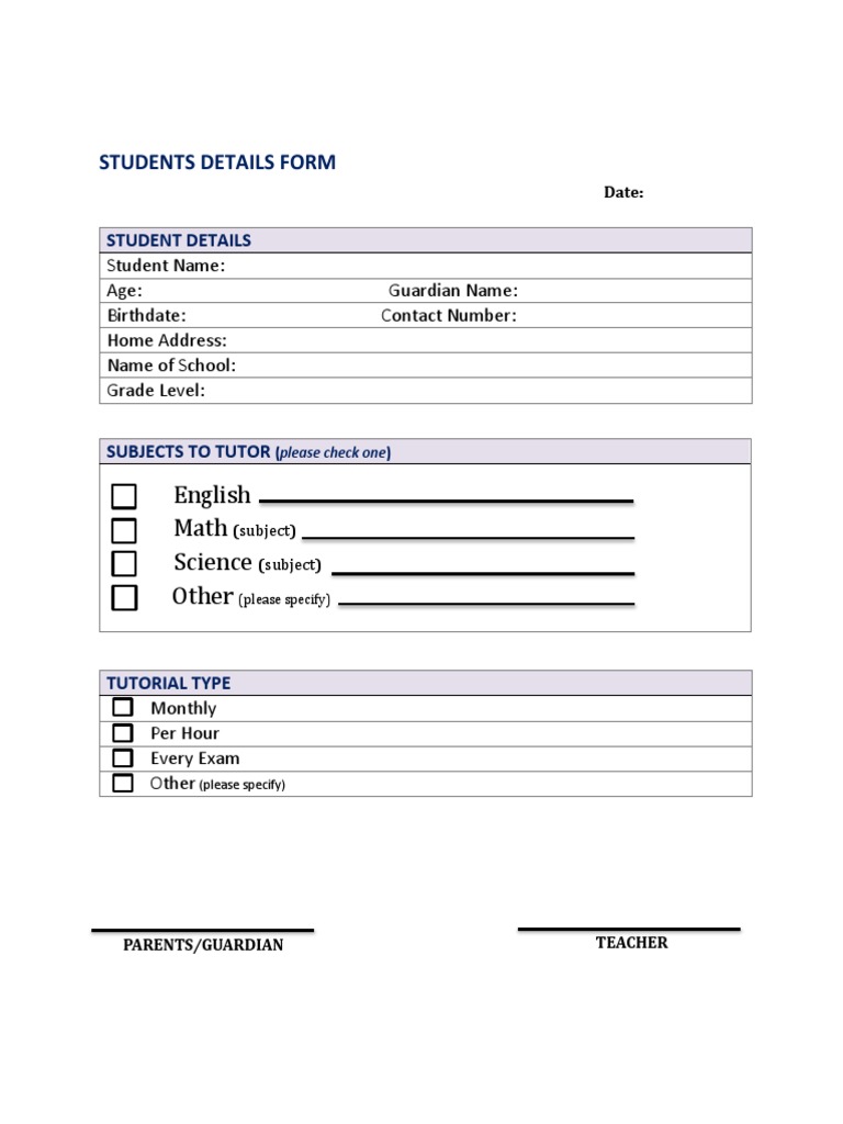 Students Details Form | PDF