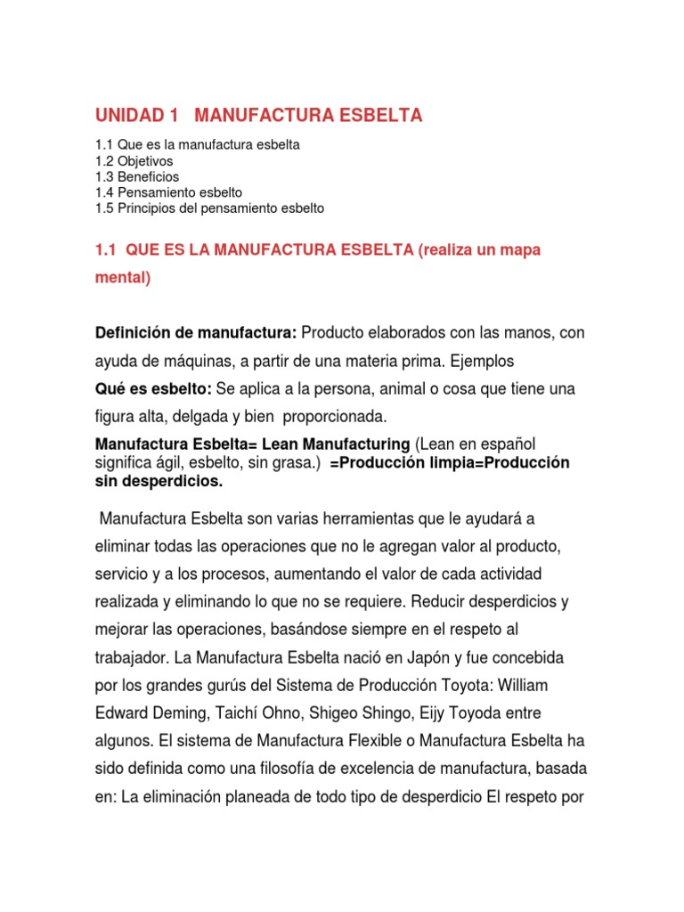 Manufactura Esbelta | Descargar gratis PDF | Lean Manufacturing | Ciencia de sistemas