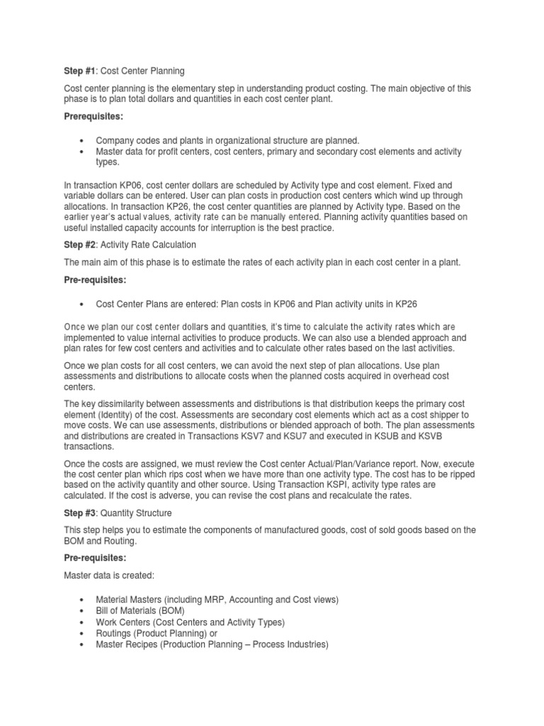 Step #1: Cost Center Planning | PDF | Cost | Procurement