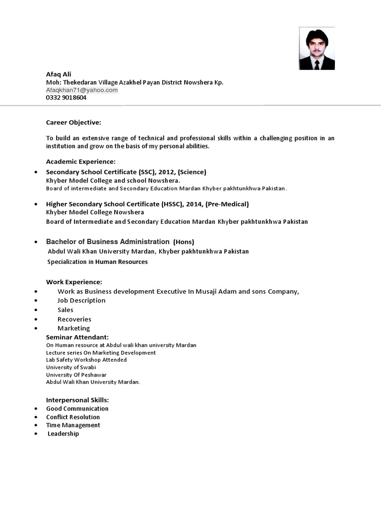 Afaq Ali CV | PDF | Career & Growth | Self-Improvement