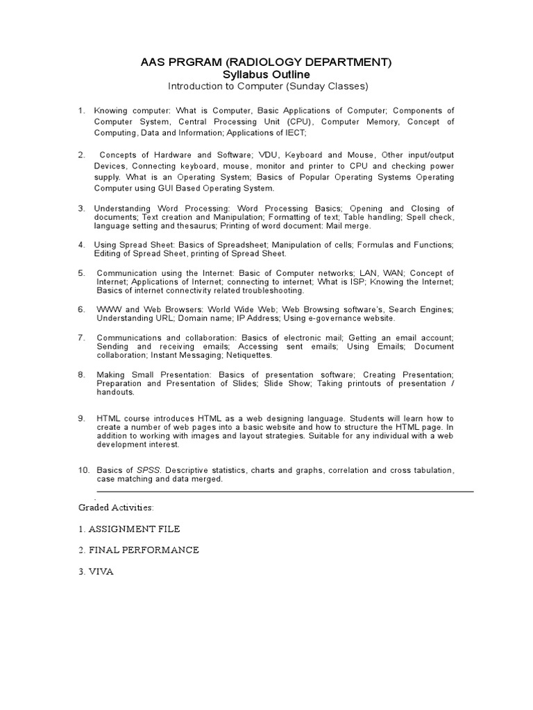 Course Outline For Radiology | PDF | Html Element | Hyperlink