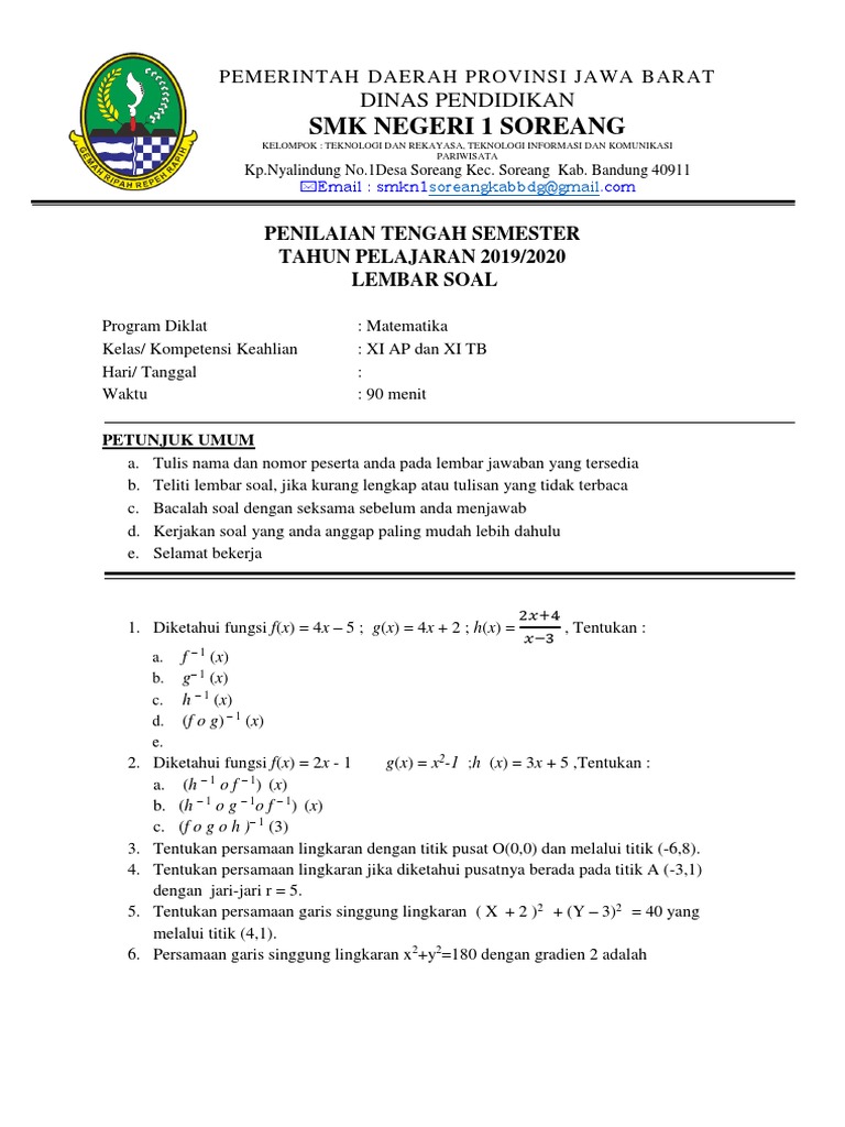 Lembar Soal Pts Kelas Xi | PDF