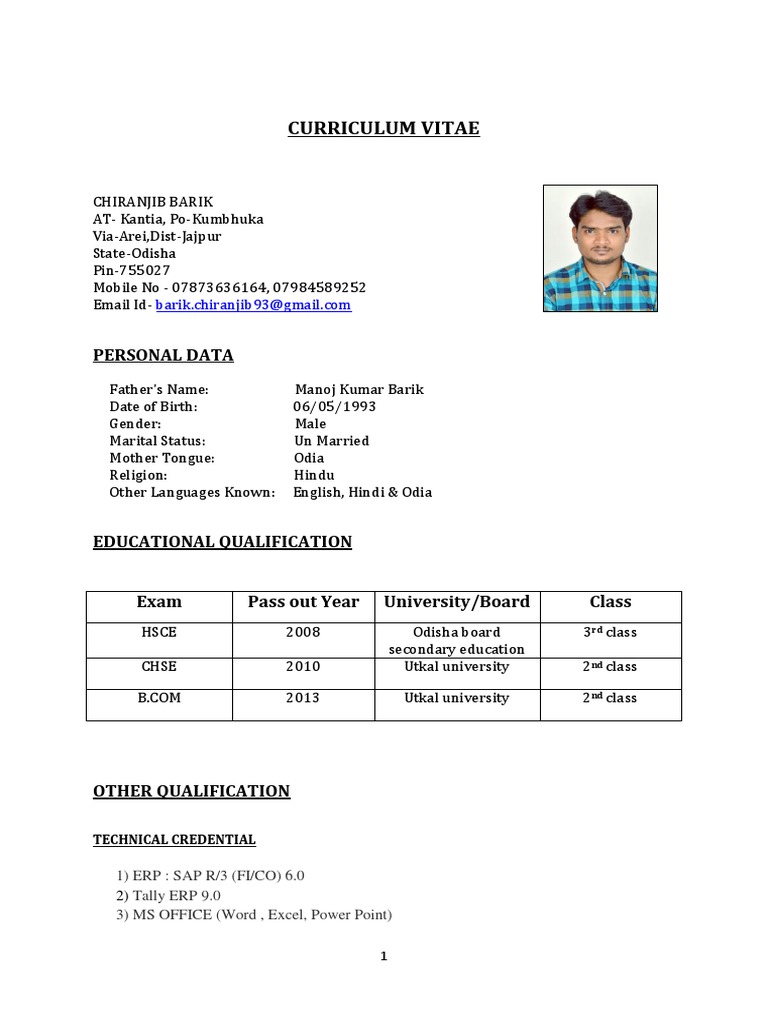 Curriculum Vitae: Personal Data | PDF | Business