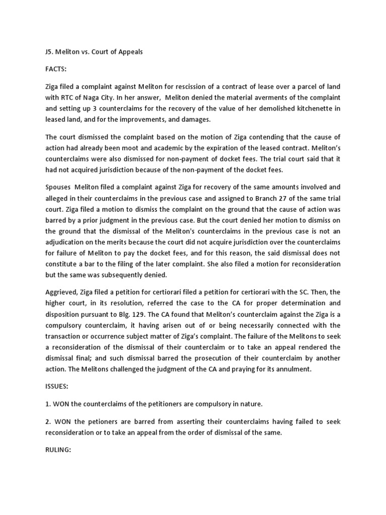 Meliton Case | PDF | Lawsuit | Complaint