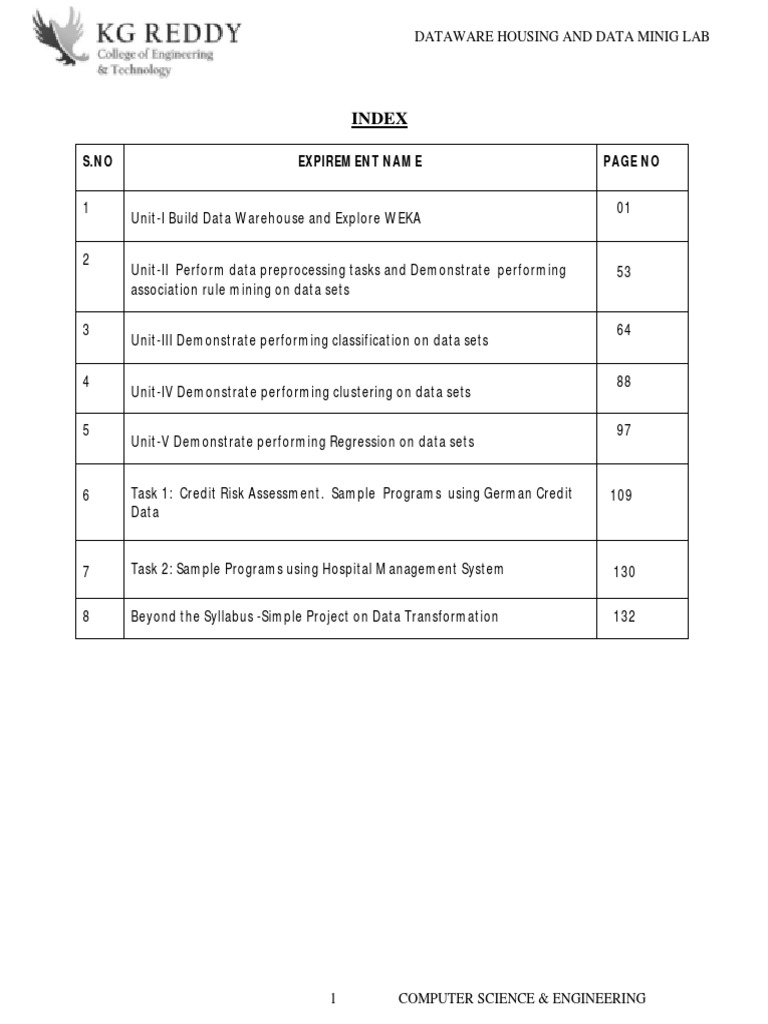 DWDM Lab Manual Final | PDF | Graphical User Interfaces | Data Warehouse