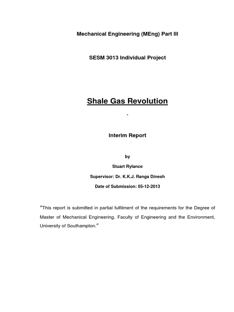 Shale Gas Revolution: Mechanical Engineering (Meng) Part Iii | PDF ...