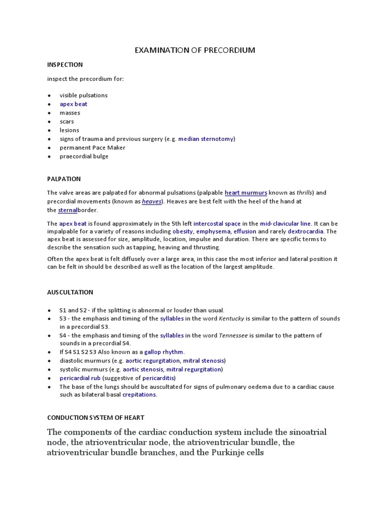 Examination of Precordium | PDF | Atrium (Heart) | Heart
