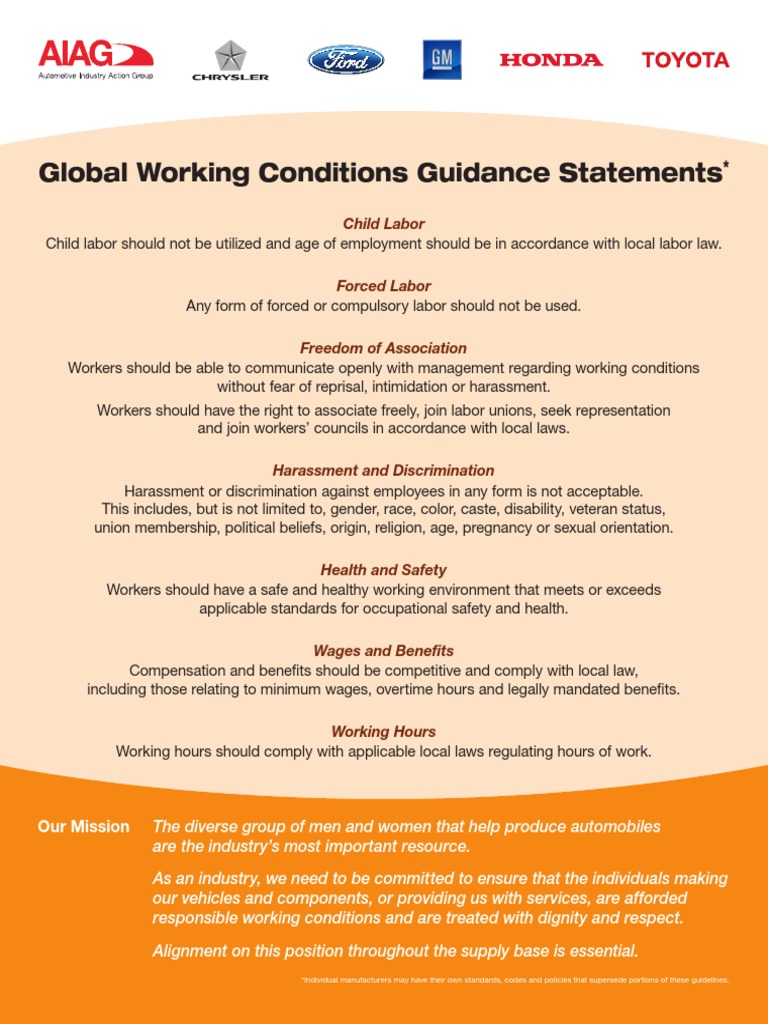 Global Working Conditions Guidance Statements | PDF | Working Time ...