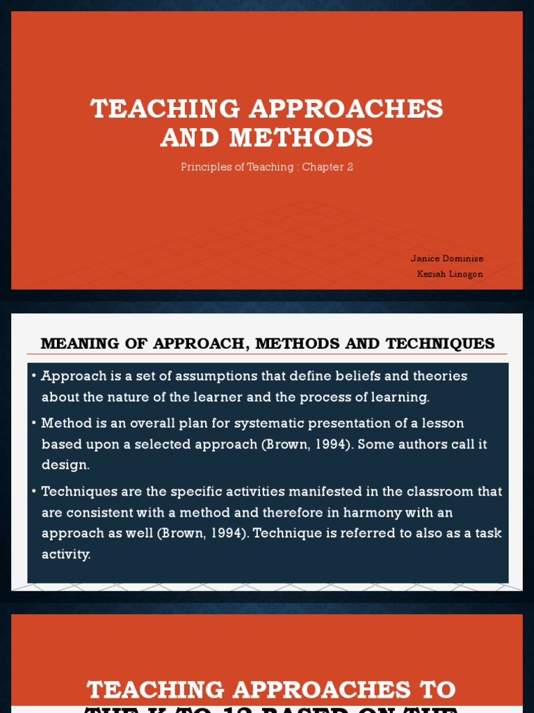 Teaching Approaches and Methods: Principles of Teaching: Chapter 2 ...