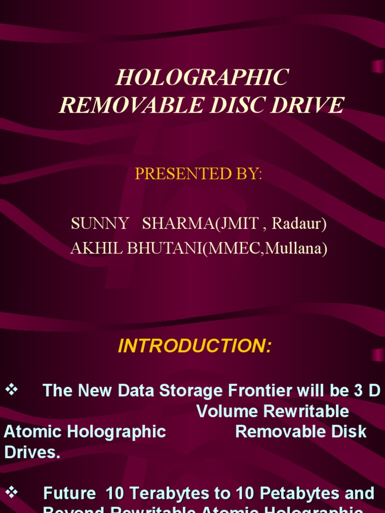 Holographic Removable Disc Drive | PDF | Holography | Computer Data Storage