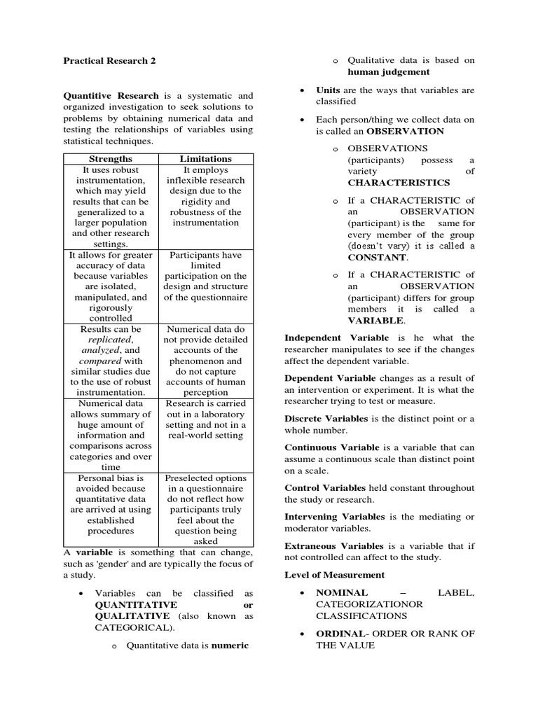 Practical Research 2 Reviewer | PDF | Sampling (Statistics) | Level Of ...