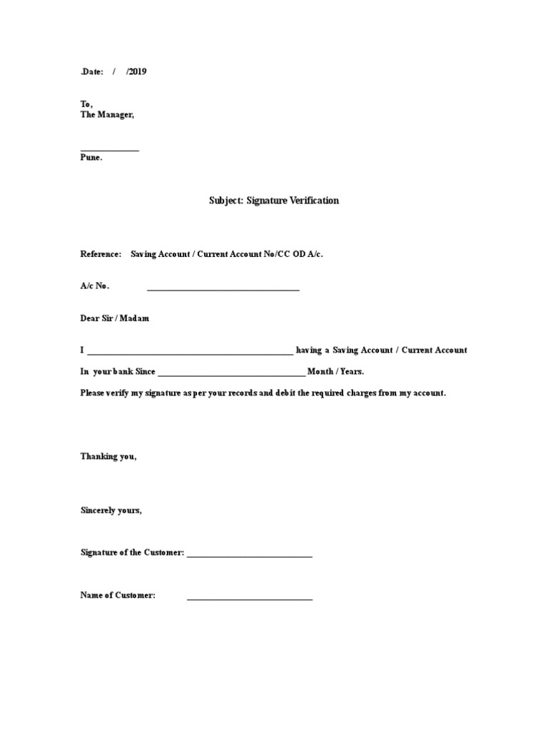 Sign Verification Format | PDF | Banking | Financial Services