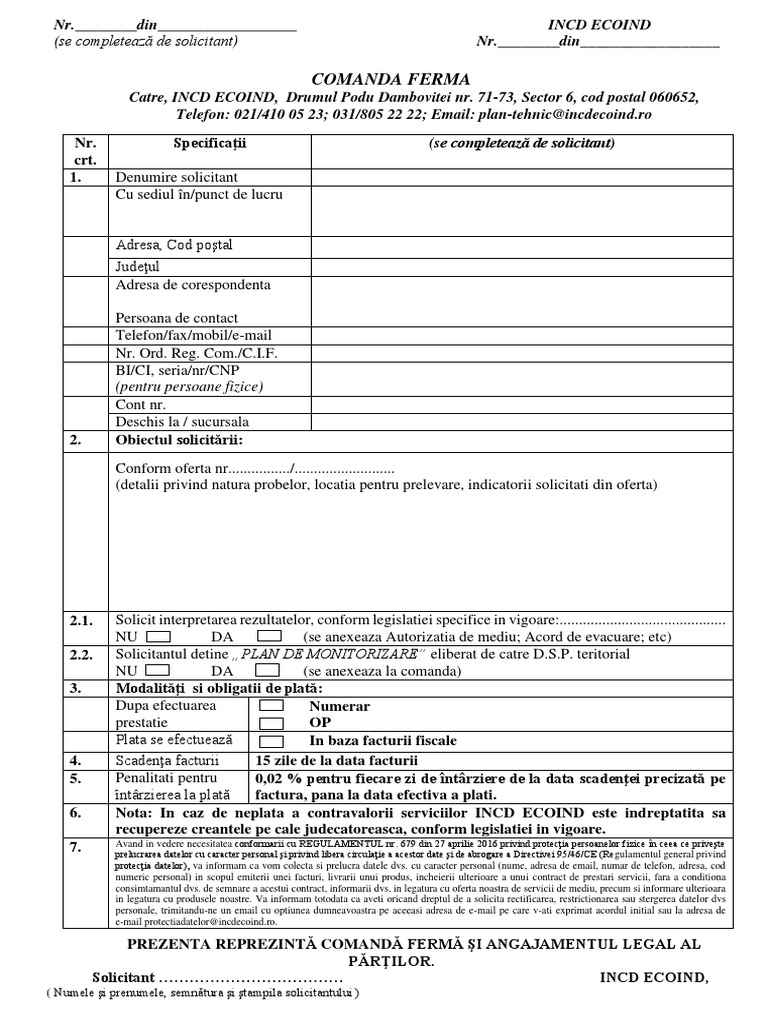 Formular de Comanda Editabil | PDF