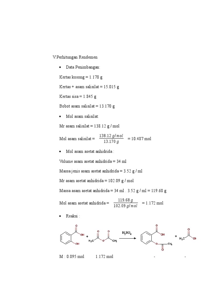 Perhitungan Rendemen Aspirin | PDF