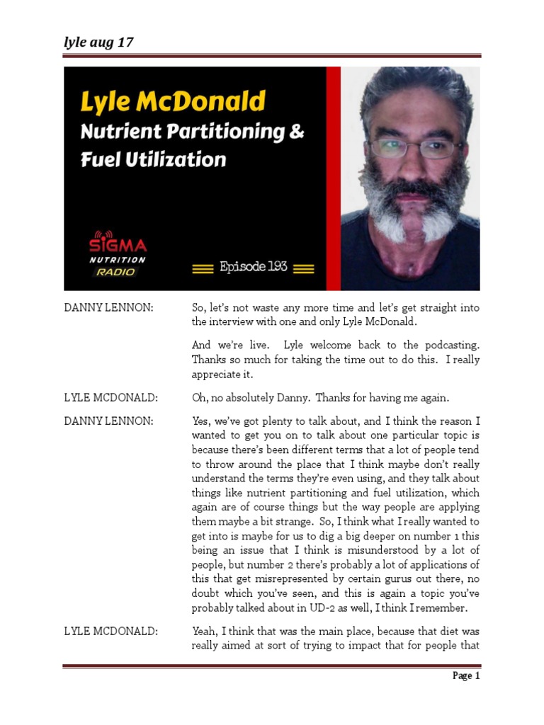 Ep 193 Lyle McDonald | PDF | Strength Training | Insulin Resistance