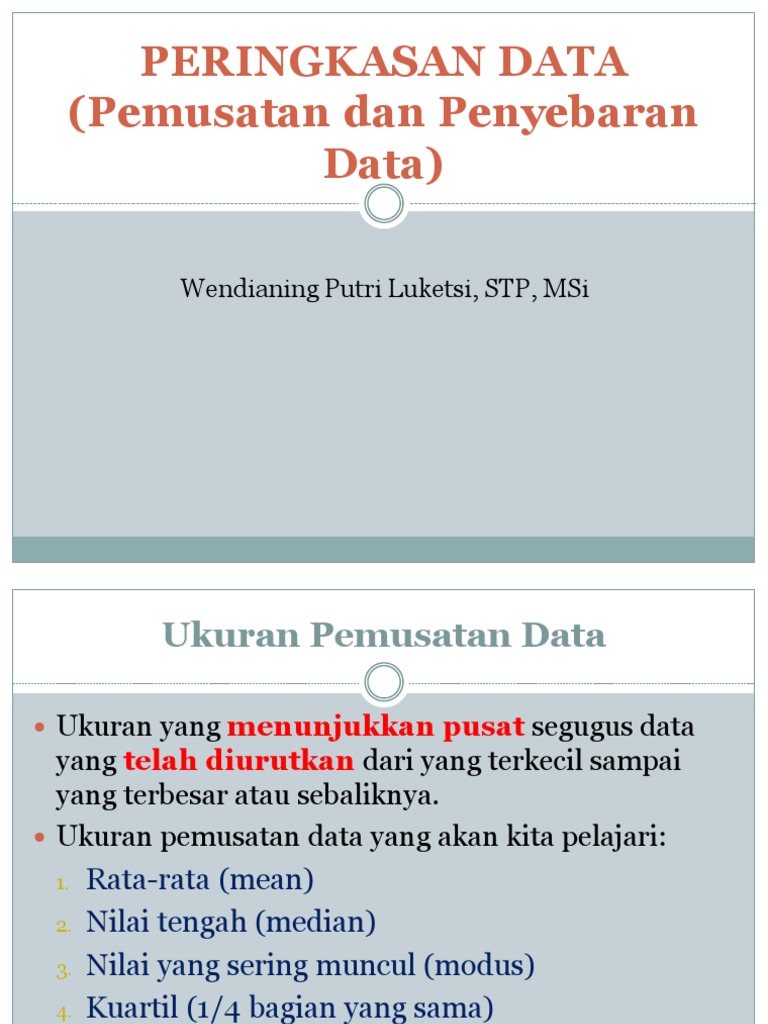 Kuliah 4 - Peringkasan Data | PDF