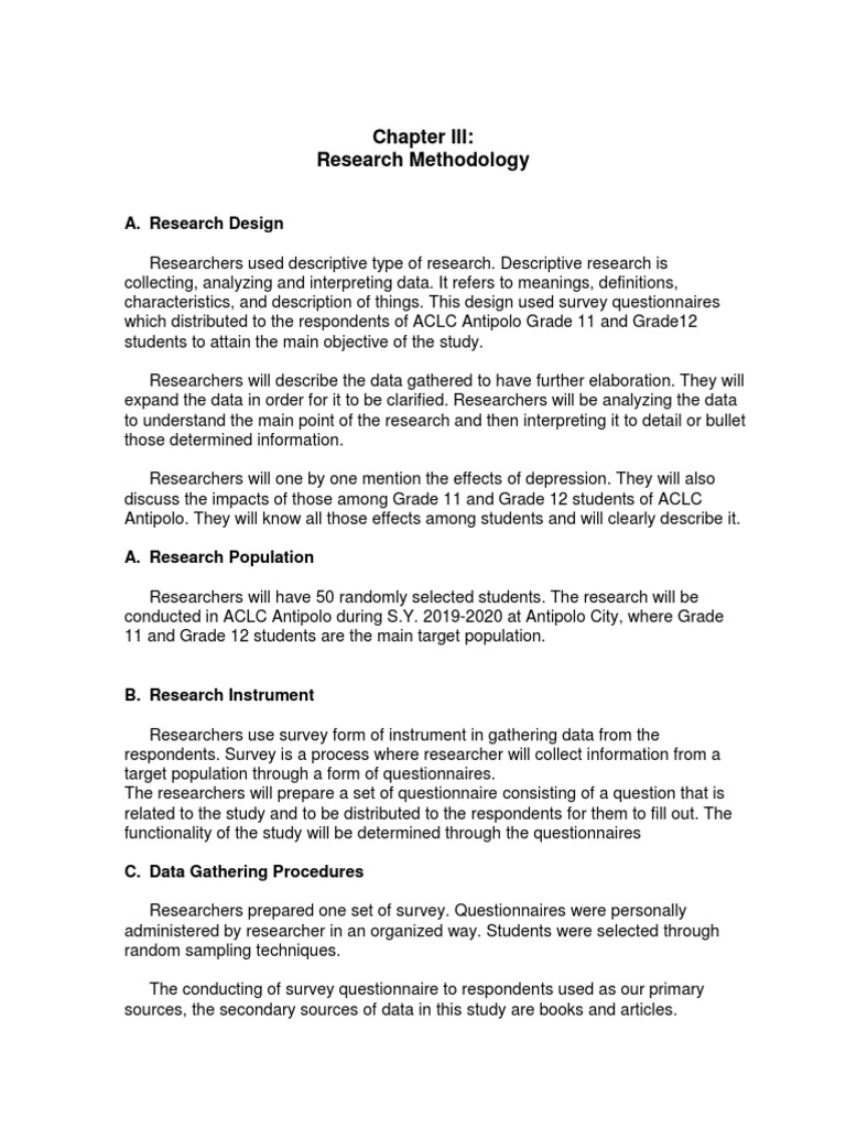 Chapter 3 | PDF | Survey Methodology | Questionnaire