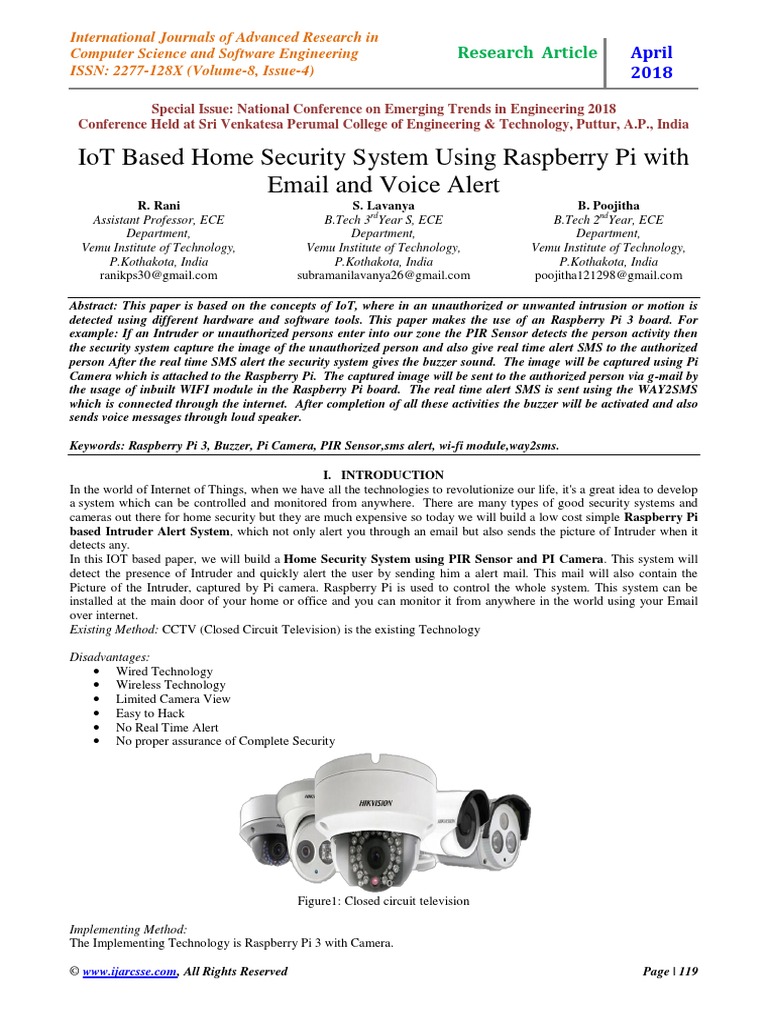 Iot Based Home Security System Using Raspberry Pi With Email and Voice Alert | PDF | Infrared ...