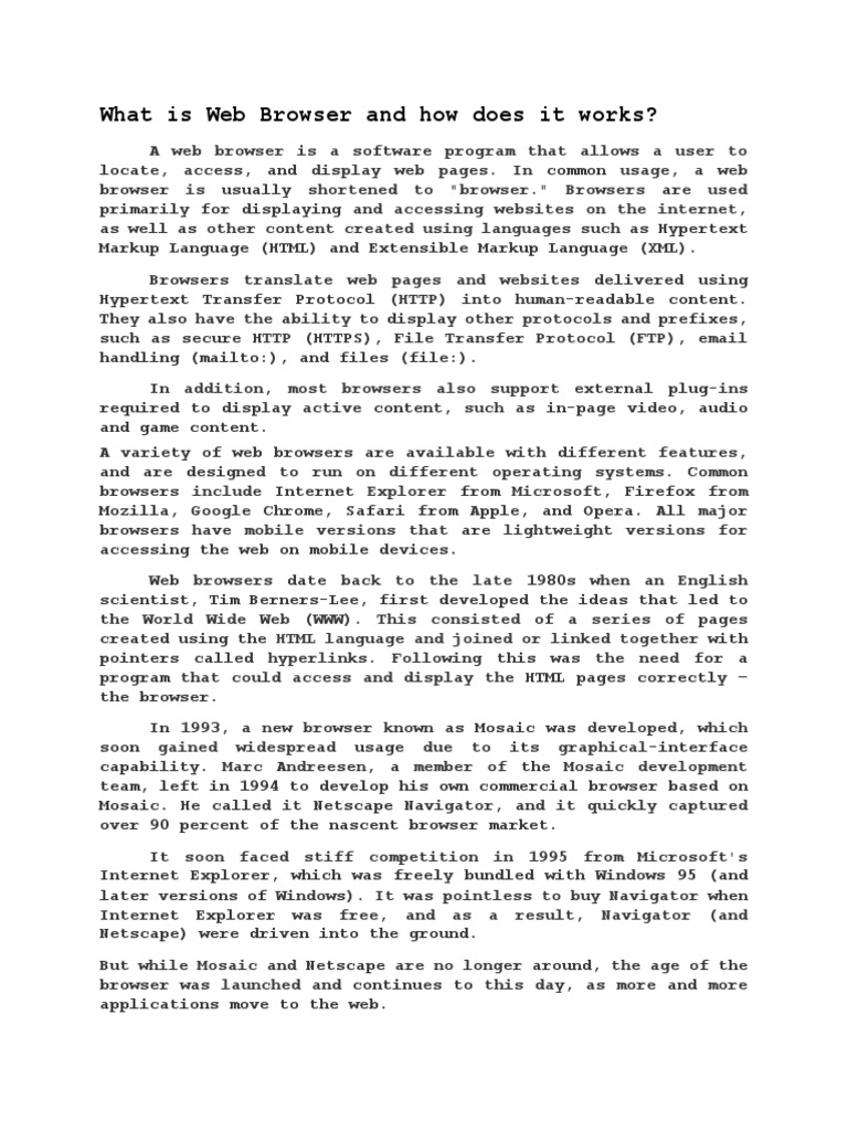 What Is Web Browser and How Does It Works | PDF | Html | World Wide Web