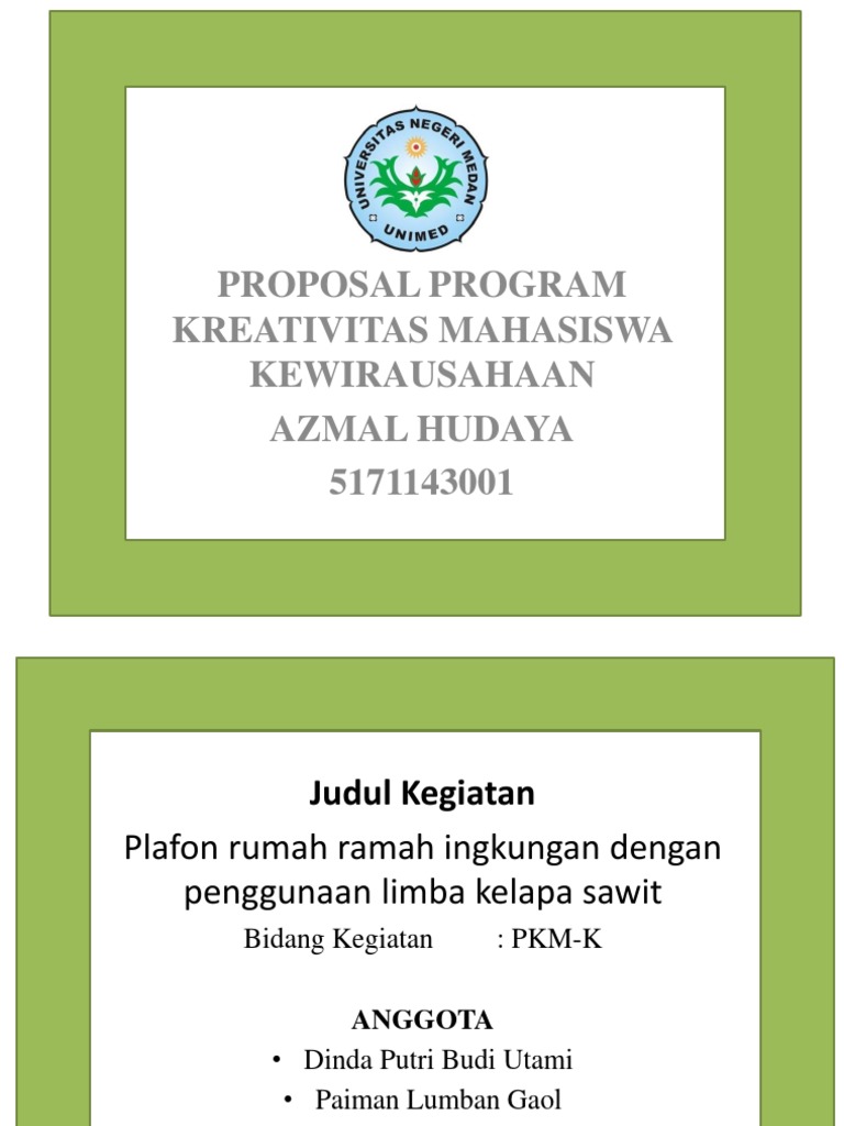 Proposal Program Kreativitas Mahasiswa Kewirausahaan Azmal Hudaya 5171143001 | PDF