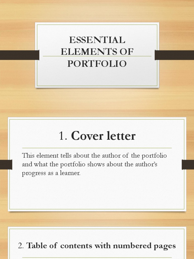 Essential Elements of Portfolio | PDF | Career & Growth | Business