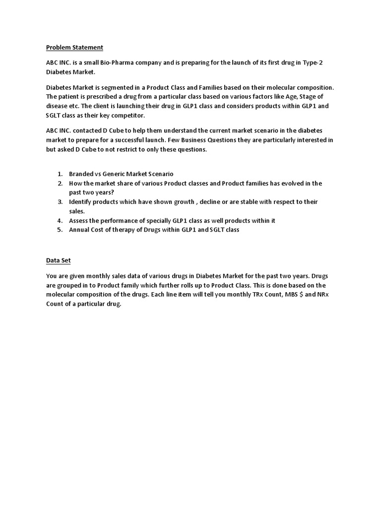 Drug Pre-Launch Problem Statement | PDF | Pharmacology | Medical Treatments