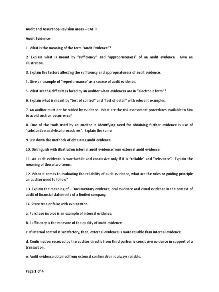 Audit and Assurance-CAT II | PDF | Internal Control | Audit