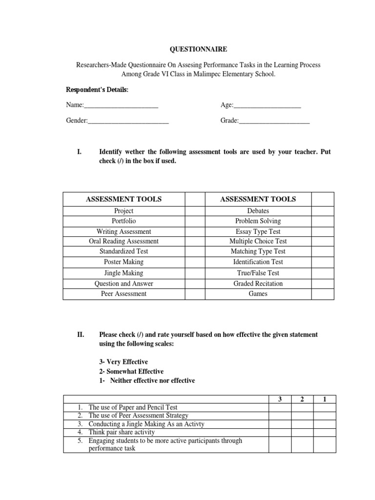 Assessment Tools Assessment Tools | PDF