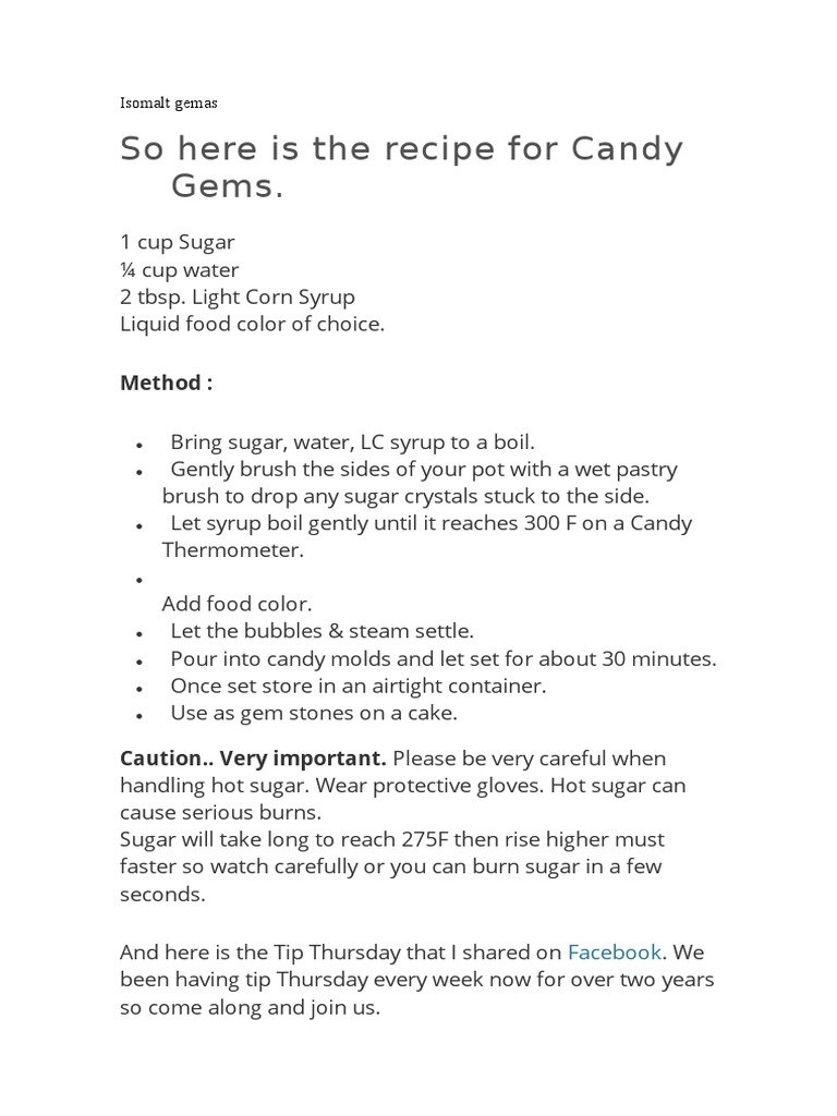 Candy Gems Recipe with Isomalt | PDF