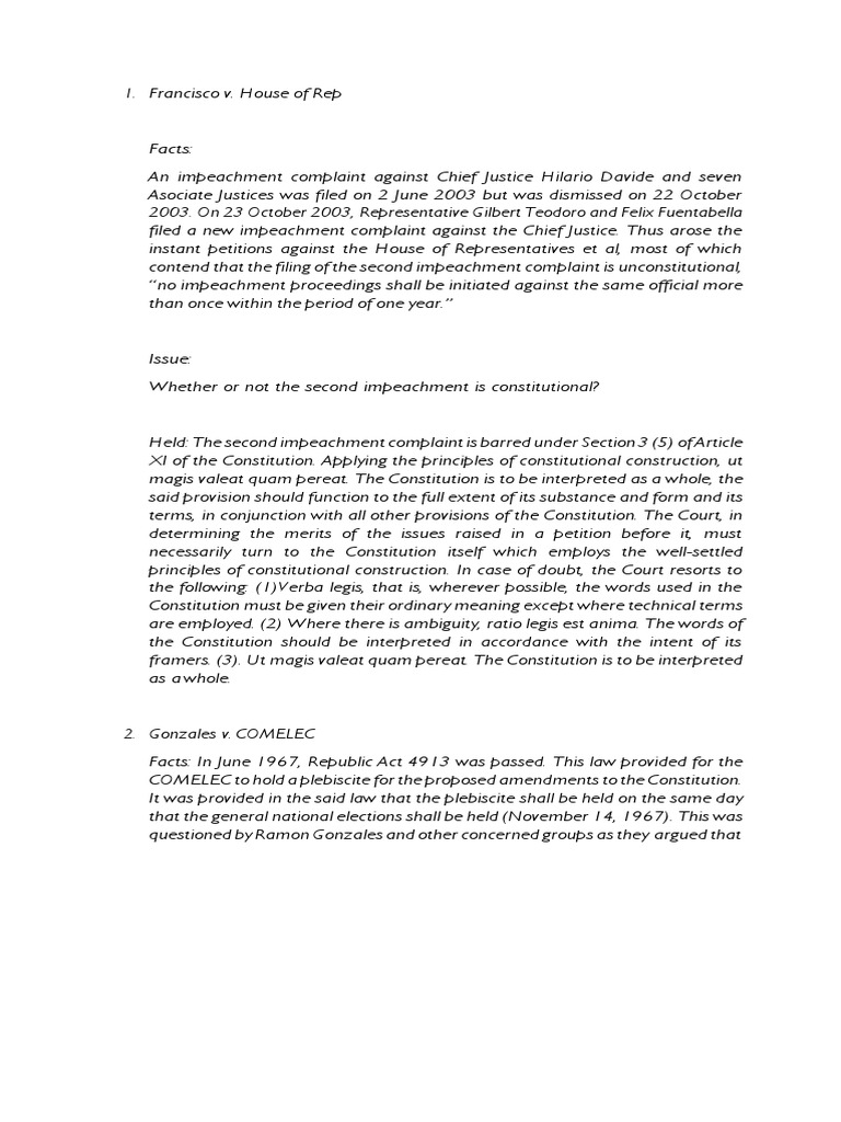 Consti 1 Landmark Cases | PDF | Standing (Law) | Constitutional Amendment