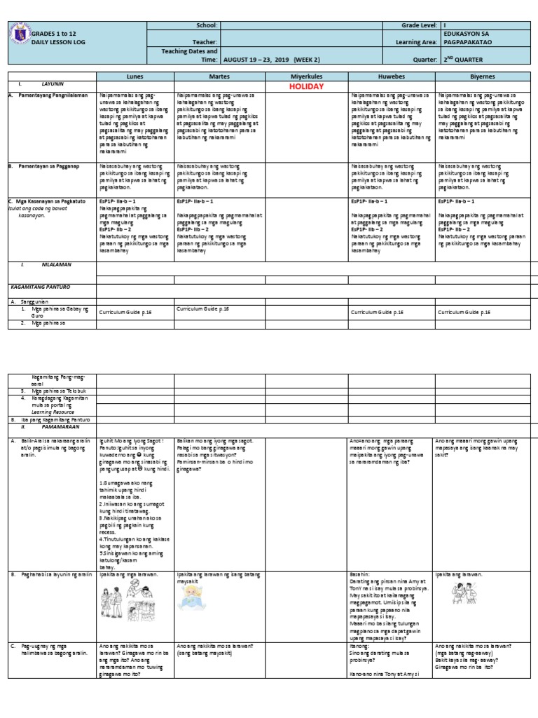 Esp Grade 1 q2 Week 2 DLL | PDF